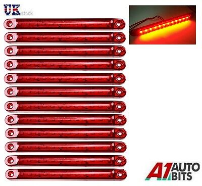 12X 12V 24V 12 SMD LED SIDE TAIL MARKER RED LIGHTS LAMPS TRAILER TRUCK ...