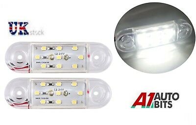 2x 12v 9 Smd Led Front Side Marker White Lights Trailer Caravan Truck ...